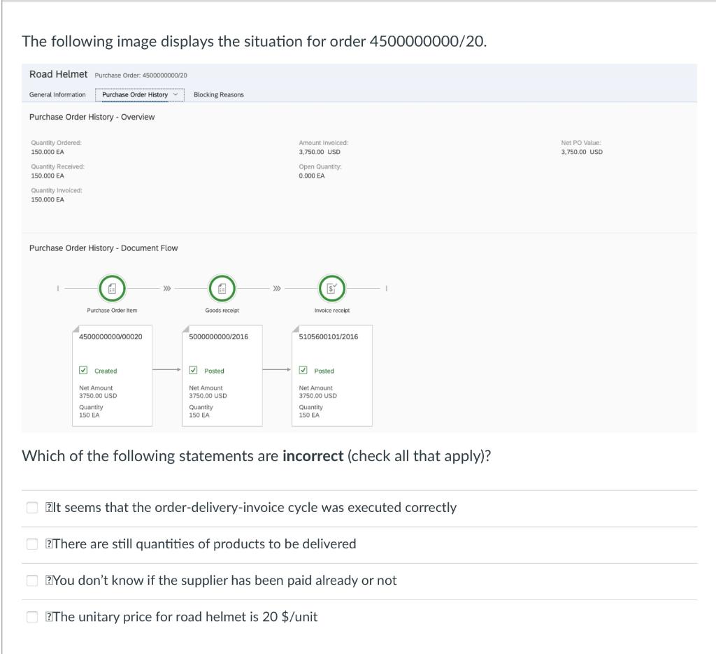 Solved The following image displays the situation for order | Chegg.com