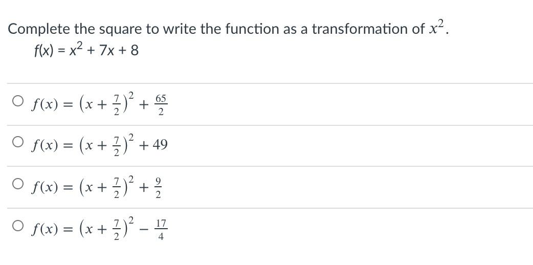 Solved Complete the square to write the function as a | Chegg.com