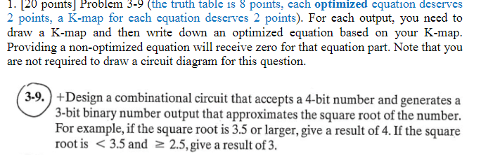 Solved 1. [20 points] Problem 3−9 (the truth table is 8 | Chegg.com