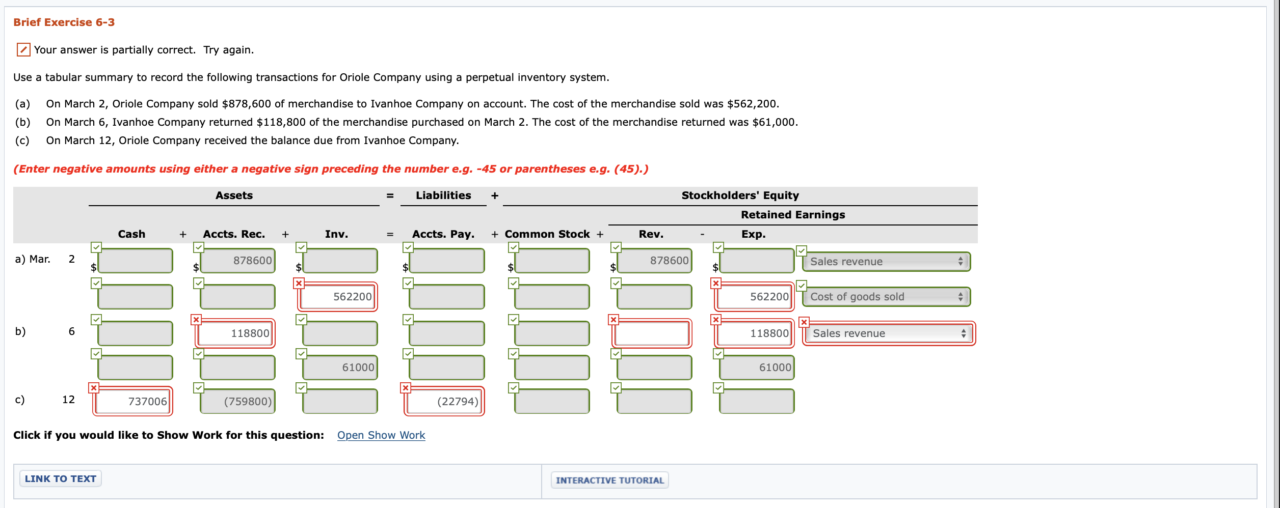 Solved Brief Exercise 6-3 Your answer is partially correct. | Chegg.com