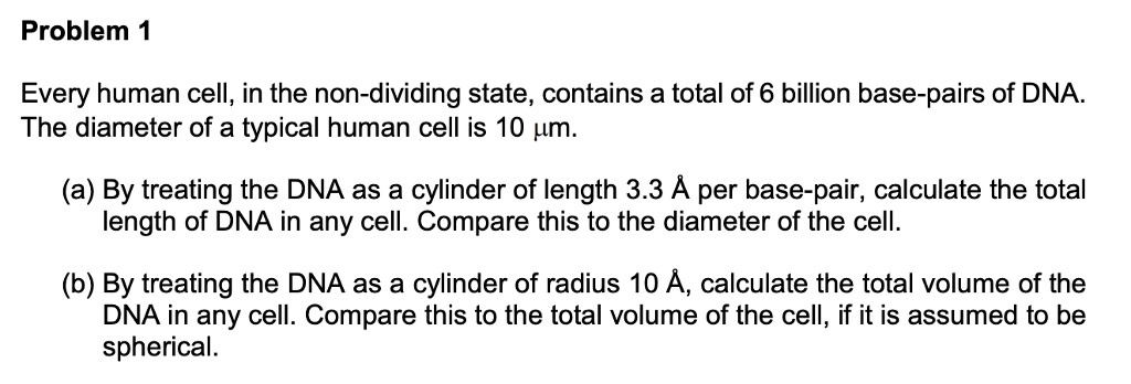 Solved Problem 1 Every human cell, in the non-dividing | Chegg.com