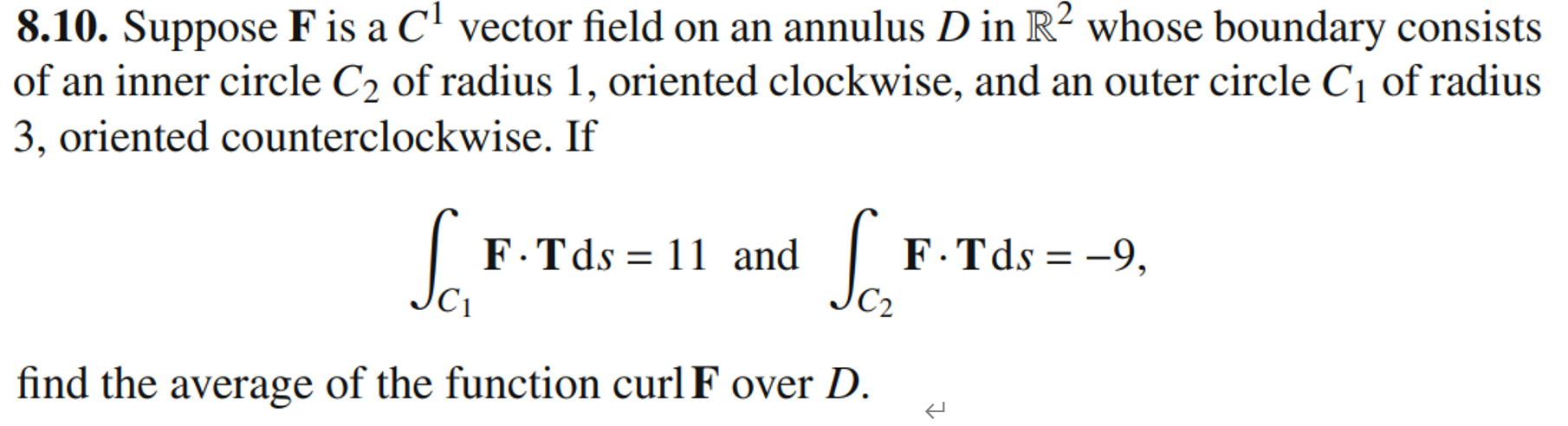 Solved 8.10. ﻿Suppose F ﻿is a C1 ﻿vector field on an annulus | Chegg.com
