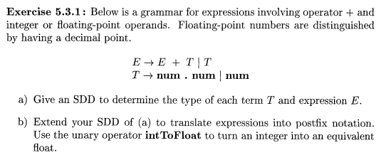 Solved Exercise 531 Below Is A Grammar For Expressio 