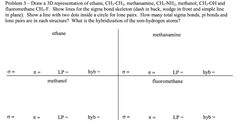 Solved Draw a 3D representation of ethane, CH3-CH3, | Chegg.com