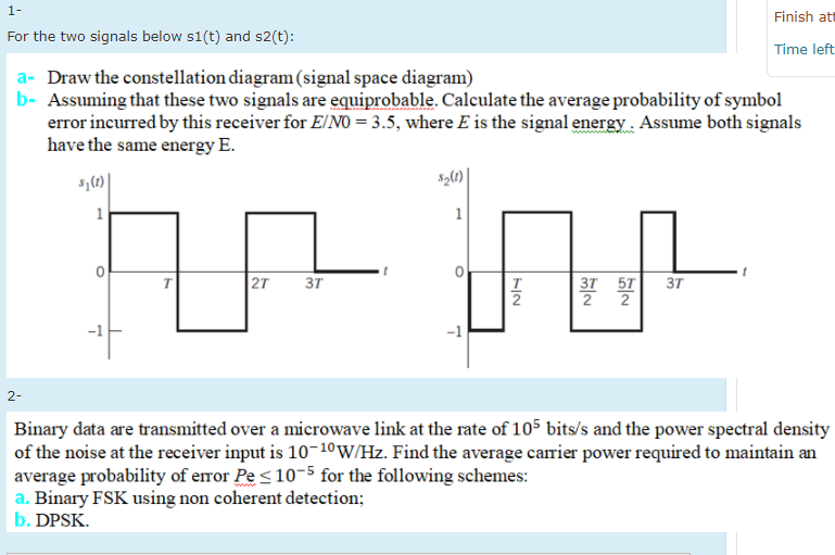 Solved 1- Finish att For the two signals below si(t) and | Chegg.com