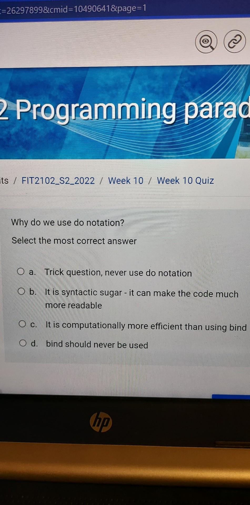 Why do we use do notation? Select the most correct | Chegg.com