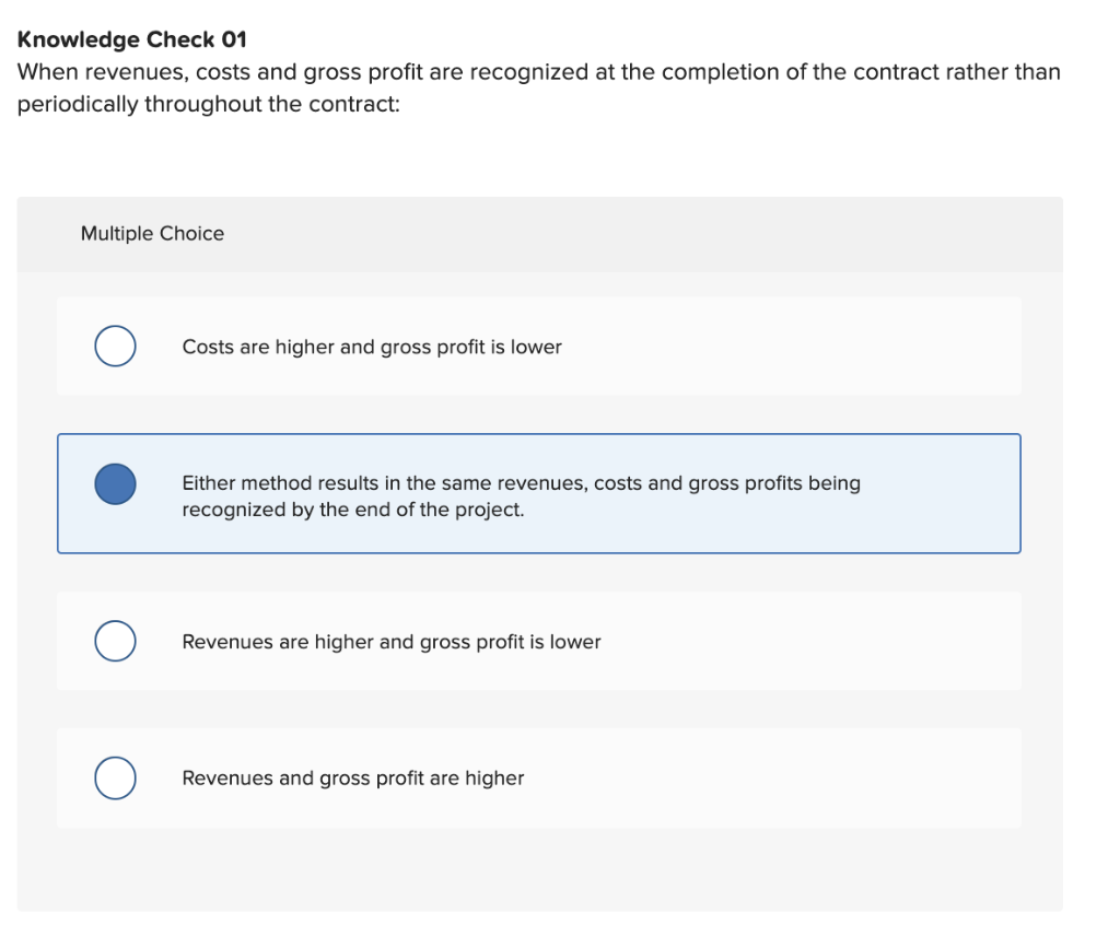 Solved Knowledge Check 01 When revenues, costs and gross | Chegg.com