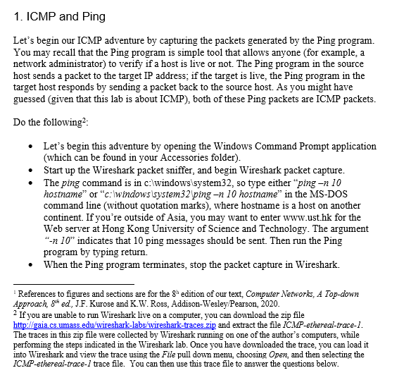 Solved Let's begin our ICMP adventure by capturing the | Chegg.com