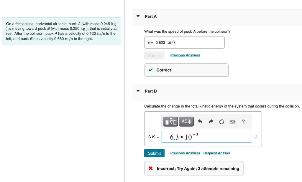 Solved On a frictionless, horizontal air table, puck A (with | Chegg.com