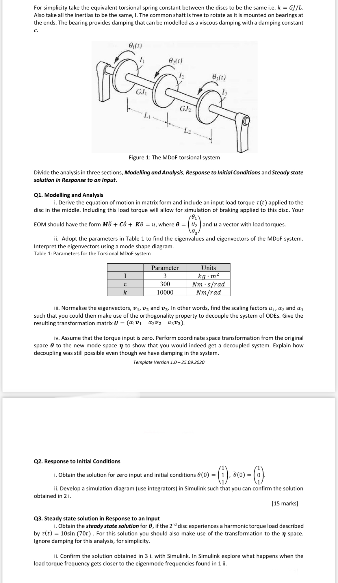Solved For simplicity take the equivalent torsional spring | Chegg.com