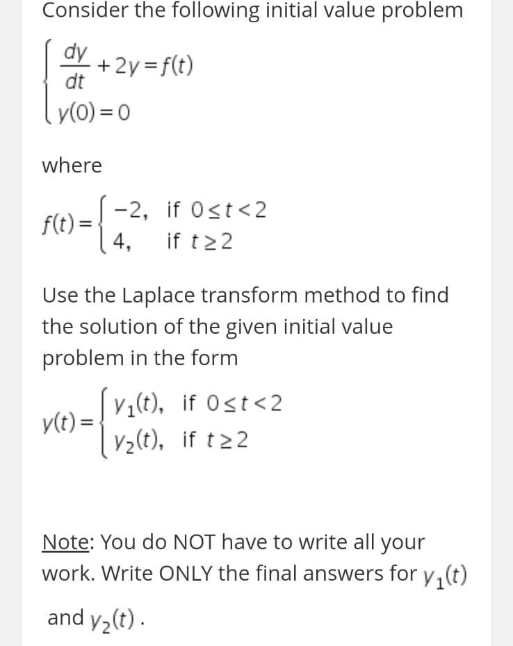 Solved Consider the following initial value problem dy | Chegg.com