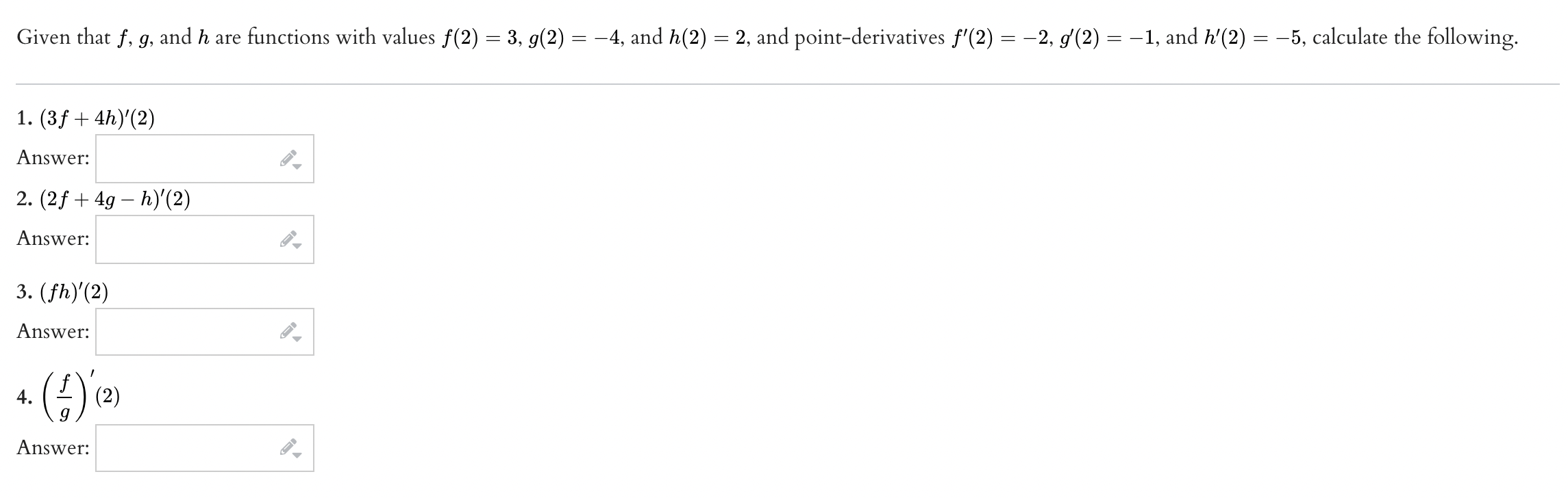 Solved Let f and g be functions that satisfy f'(2) = -10 and | Chegg.com