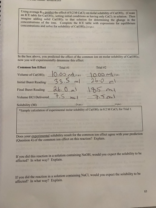 Solved Solubility Product Ksp.Can i get help with my lab | Chegg.com