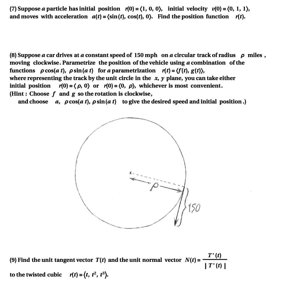 Solved (7) Suppose a particle has initial position r(0) = | Chegg.com