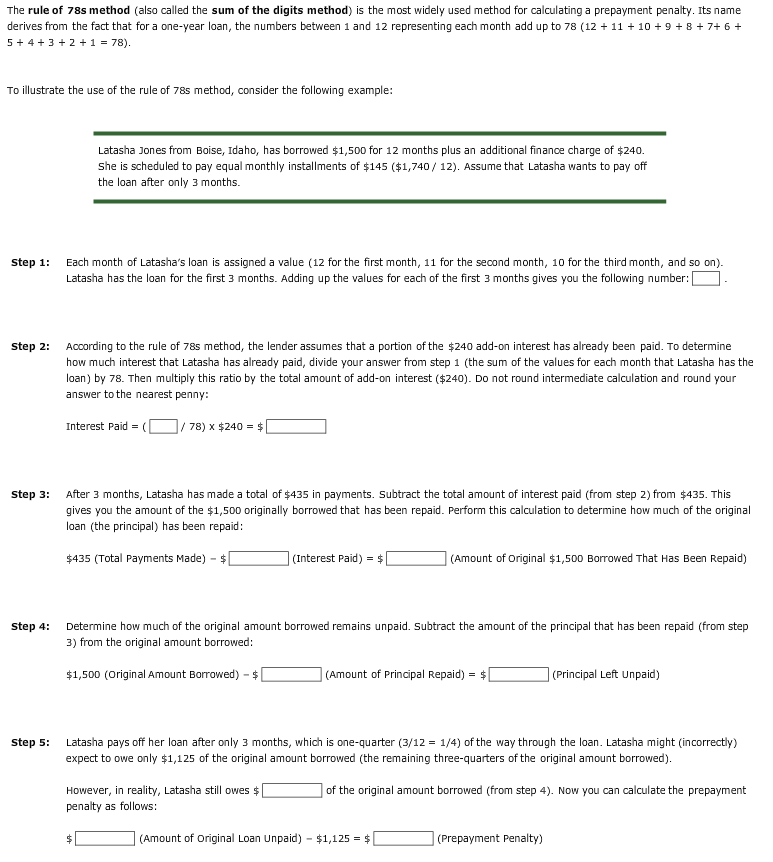 Solved The rule of 78s method (also called the sum of the | Chegg.com