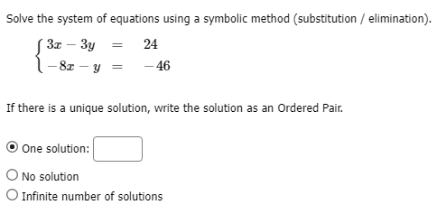 Solved Solve the system of equations using a symbolic method | Chegg.com