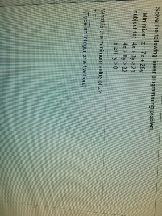 Solved Solve the following linear programming problem the | Chegg.com