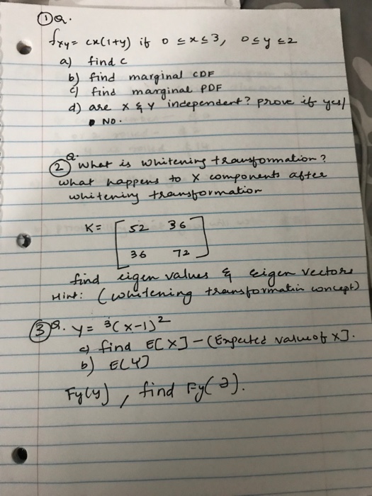 Solved Marginal CDF and whitening transformation and Eigen | Chegg.com