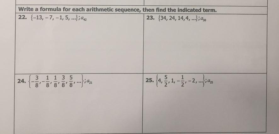 Solved Write a formula for each arithmetic sequence, then | Chegg.com