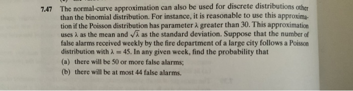 Solved The Normal Curve Approximation Can Also Be Used For