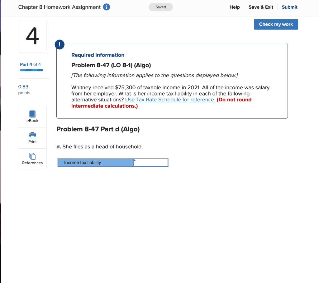 Solved Chapter 8 Homework Assignment i Saved Help Save & | Chegg.com