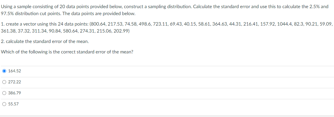 Solved Using a sample consisting of 20 data points provided | Chegg.com