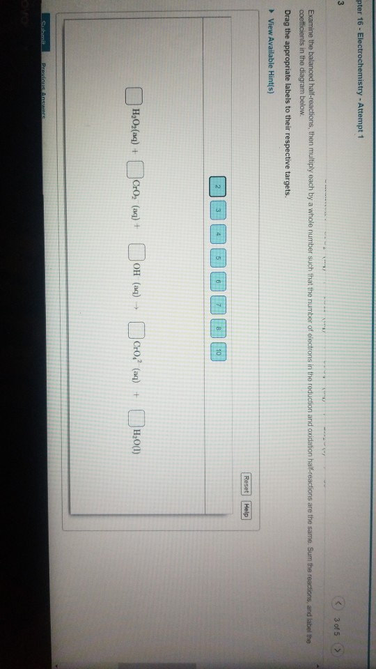 Solved pter 16 - Electrochemistry - Attempt 1 5 3 of 5 > | Chegg.com