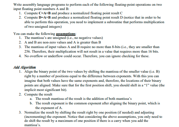 Solved Assume floating-point (non-standard) representation | Chegg.com