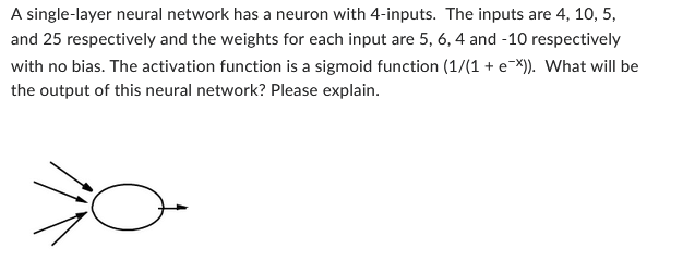 Solved A single-layer neural network has a neuron with 4 | Chegg.com