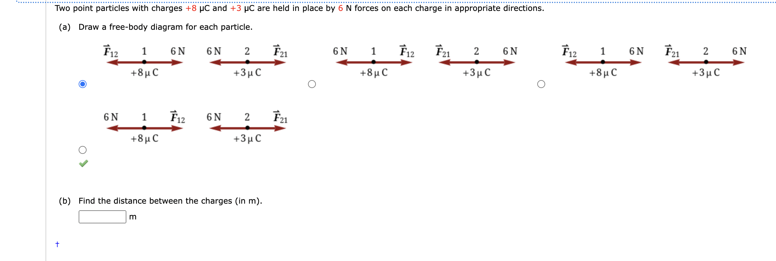 Solved Two point particles with charges +8μC and +3μC are | Chegg.com