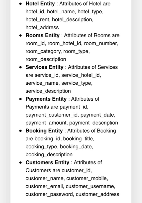 Solved Create tables on MySQL for hotel management system | Chegg.com