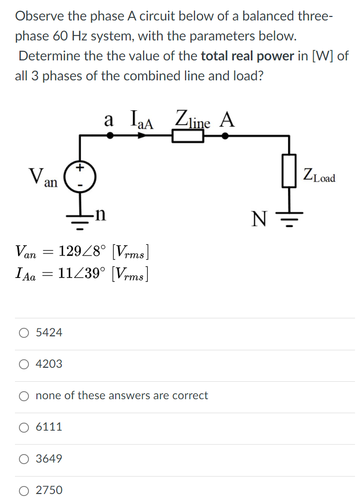 Solved Observe the phase A circuit below of a balanced | Chegg.com