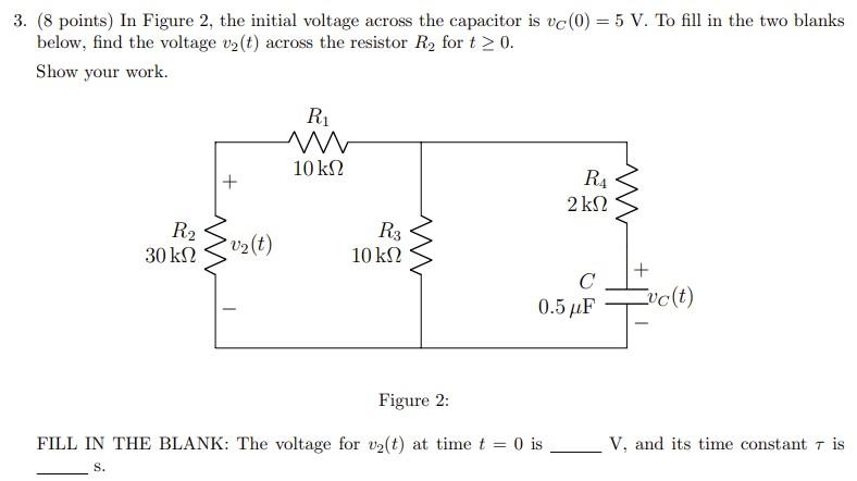 3. (8 points) In Figure 2, the initial voltage across | Chegg.com