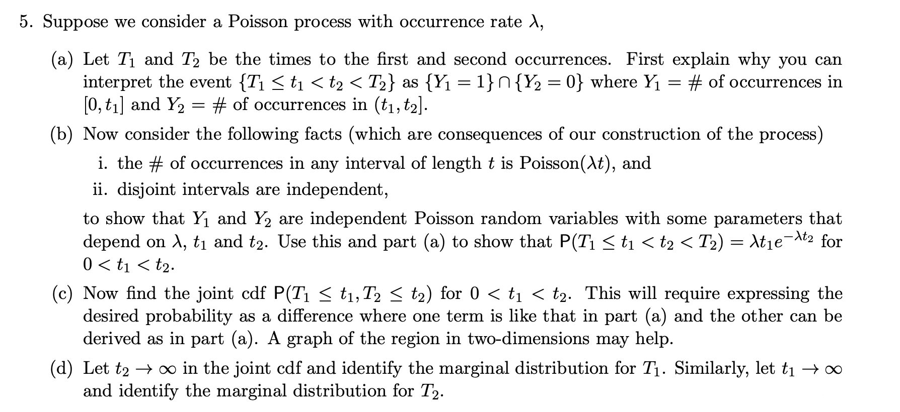 5. Suppose we consider a Poisson process with | Chegg.com