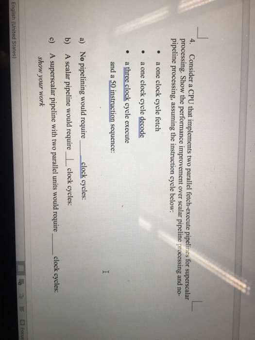 Solved 4. Consider a CPU that implements two parallel | Chegg.com