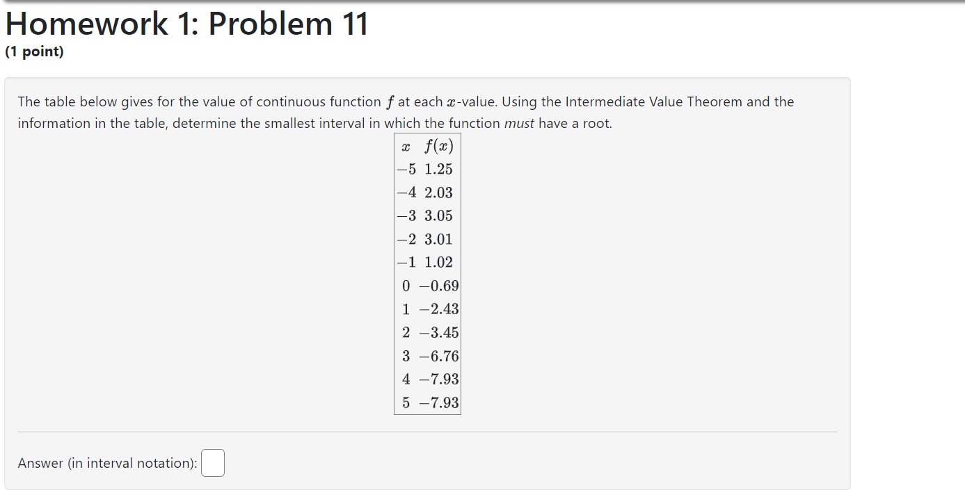 Solved The table below gives for the value of continuous | Chegg.com