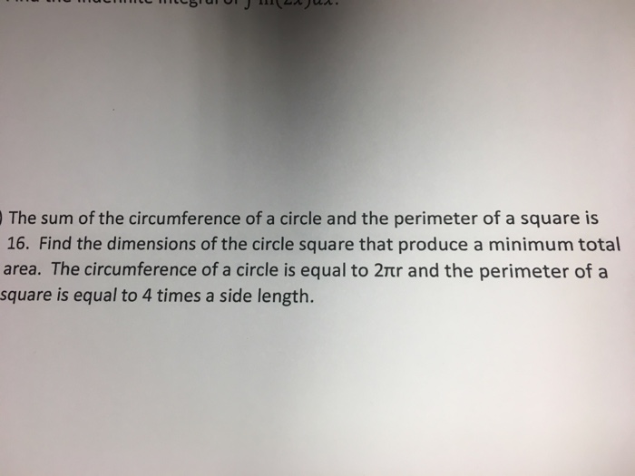Solved etCs The sum of the circumference of a circle and the | Chegg.com