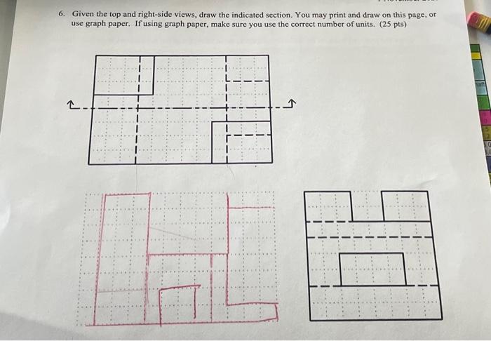 Given the top and right-side views, draw the | Chegg.com