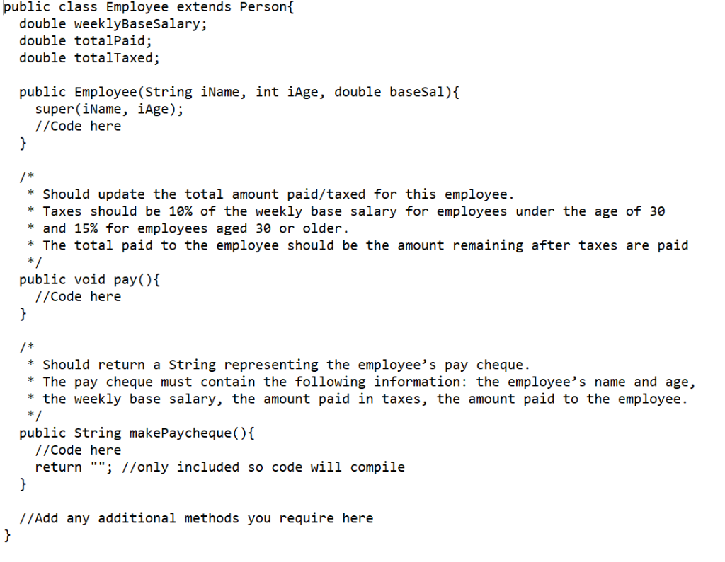 Solved 1. Given the Person class specified in Person.java | Chegg.com