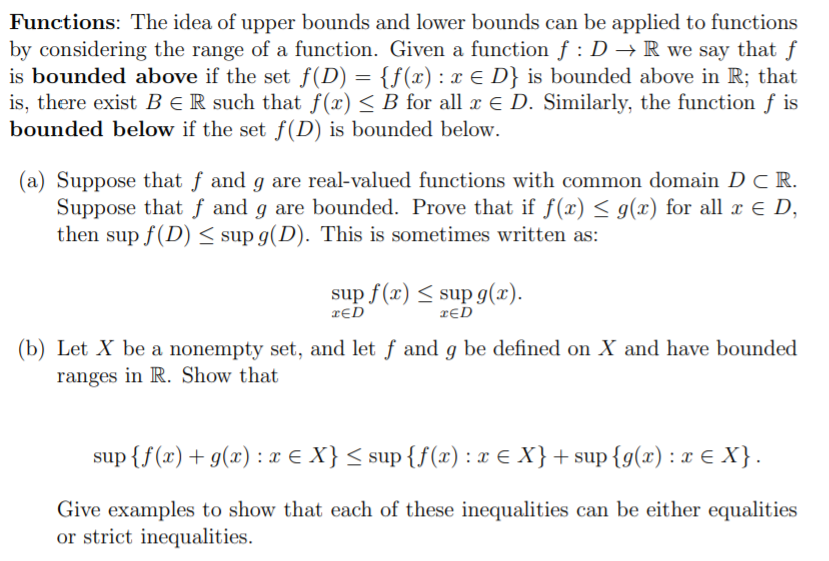 Solved Functions: The idea of upper bounds and lower bounds | Chegg.com