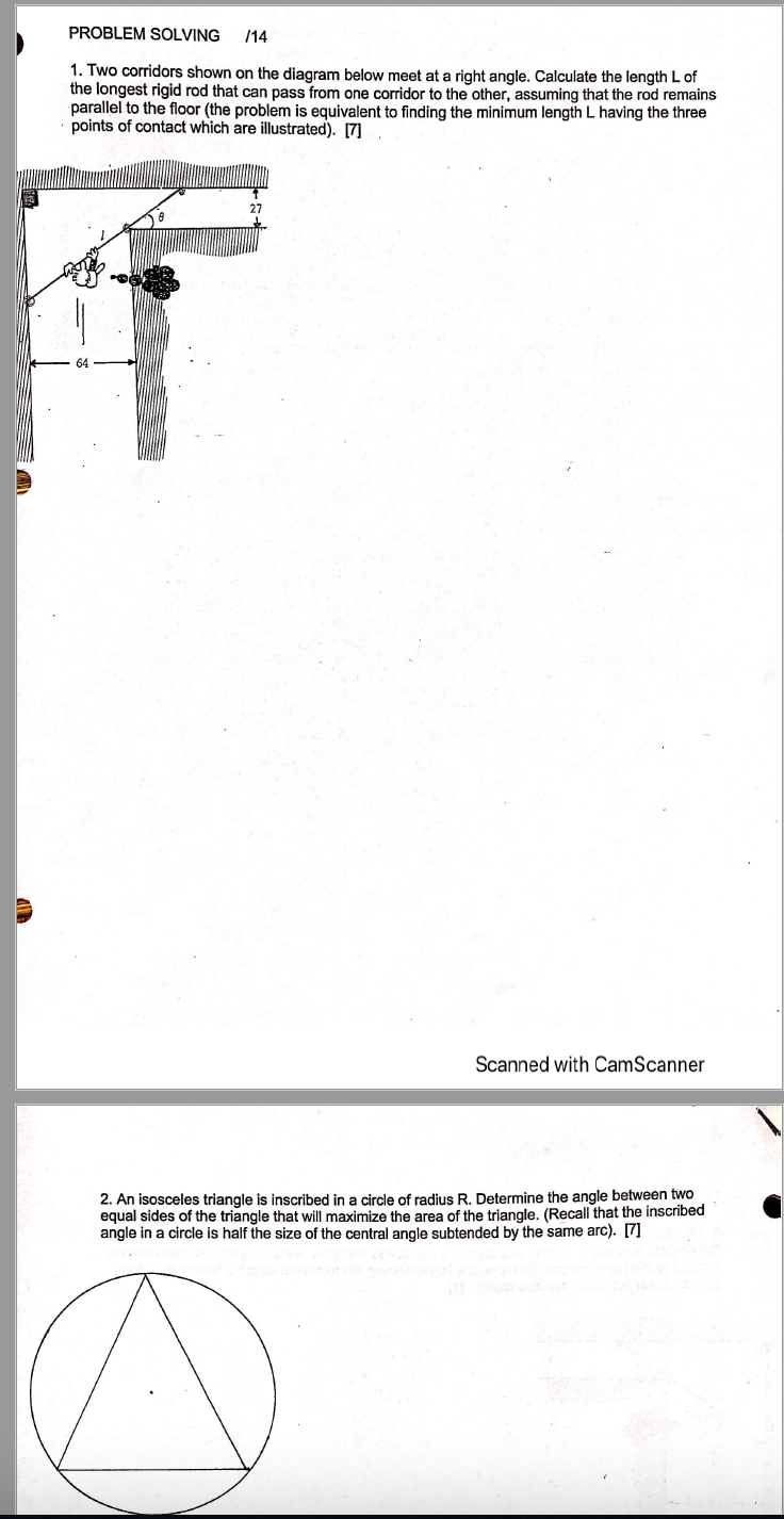 Solved PROBLEM SOLVING /14 1. Two corridors shown on the | Chegg.com