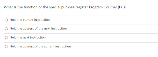 Solved What is the function of the special purpose register | Chegg.com
