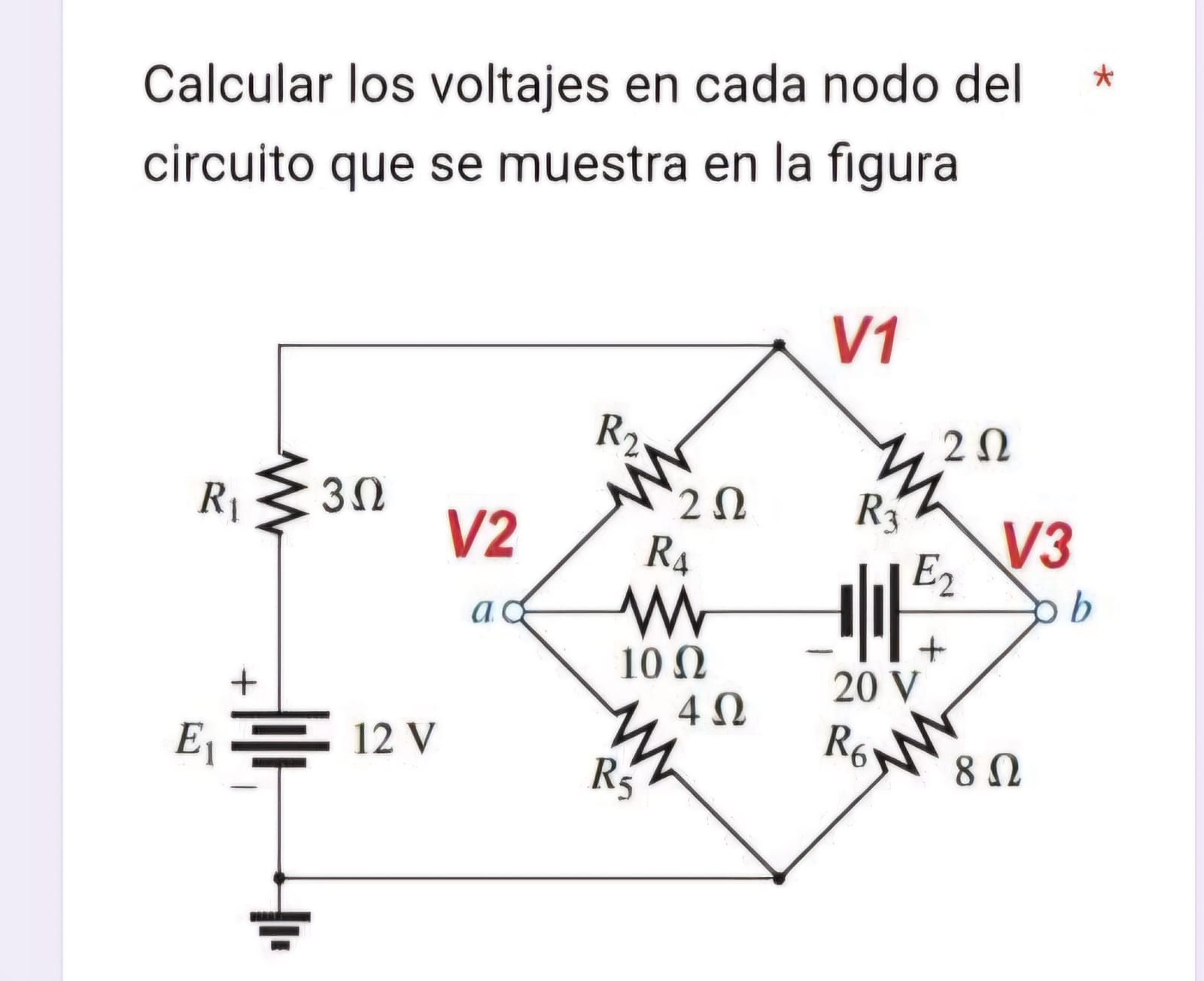 Solved Calcular los voltajes en cada nodo delcircuito que se | Chegg.com