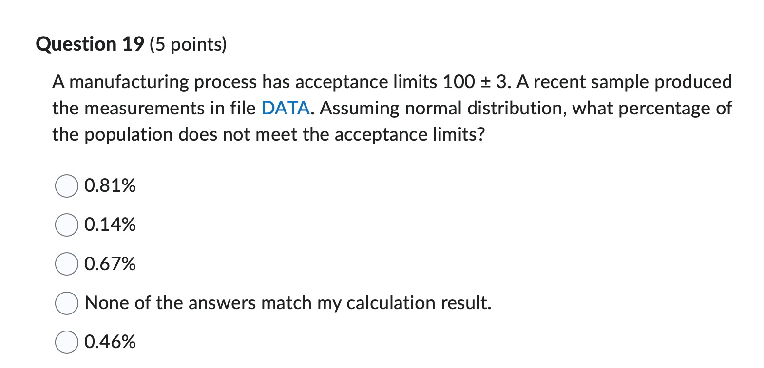 Solved A manufacturing process has acceptance limits 100±3. | Chegg.com