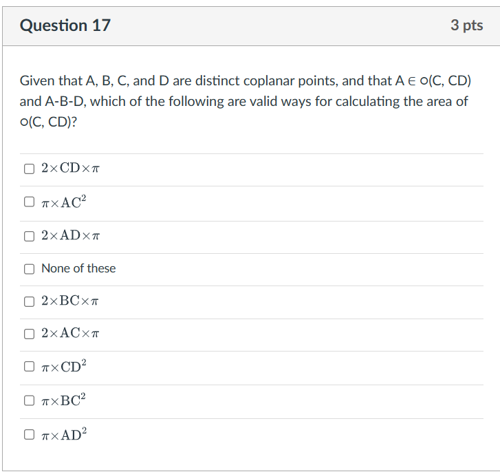 Solved Question 17Given that A, ﻿B, ﻿C, ﻿and D are distinct | Chegg.com
