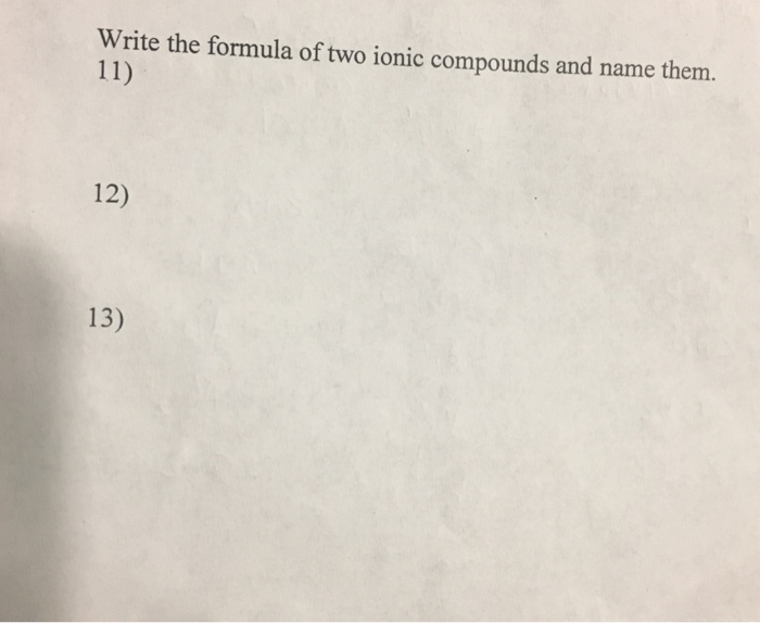 Solved Write the formula of two ionic compounds and name | Chegg.com