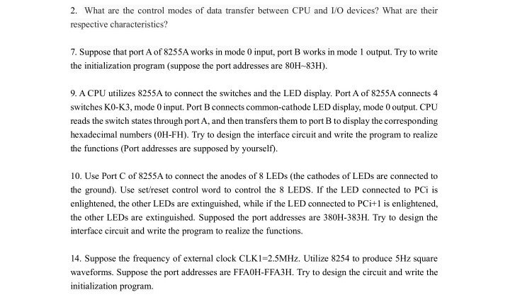 2. What are the control modes of data transfer | Chegg.com