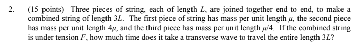Solved 2. (15 points) Three pieces of string, each of length | Chegg.com