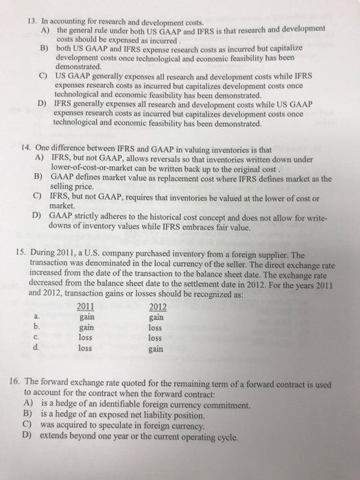 Solved 13. In accounting for research and development costs. | Chegg.com