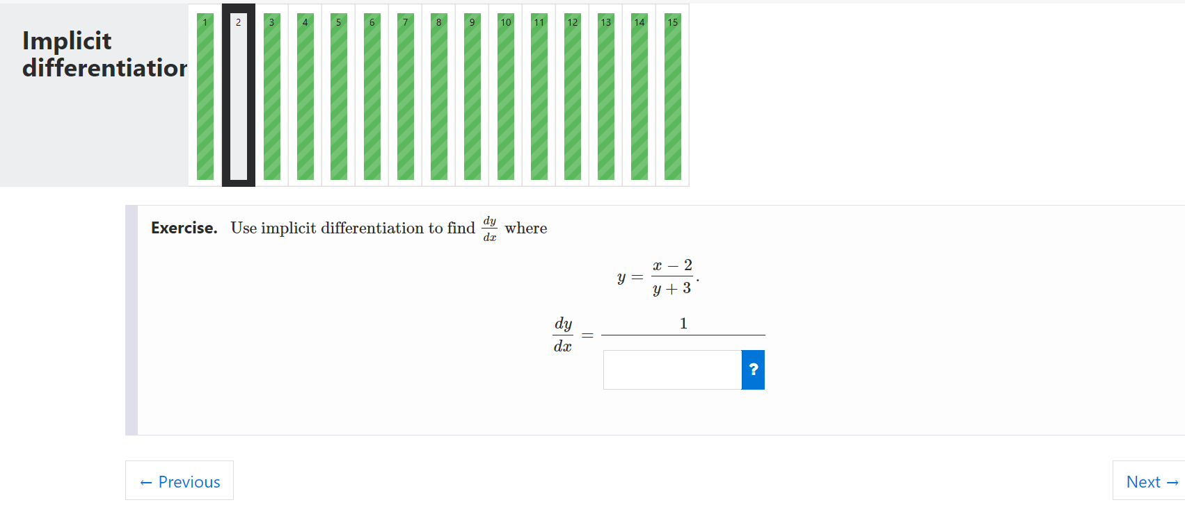 Solved 3 4 7 Exercise. Use implicit differentiation to find | Chegg.com